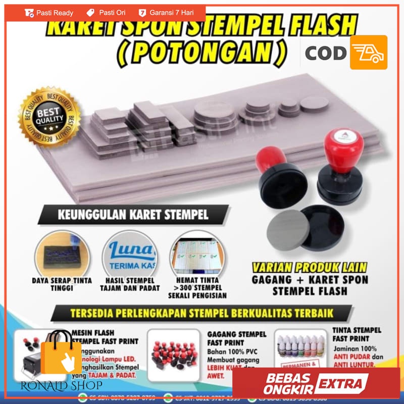 Jual Gagang Stempel Flash Karet Stempel Potongan Model Kotak 43X67MM ...