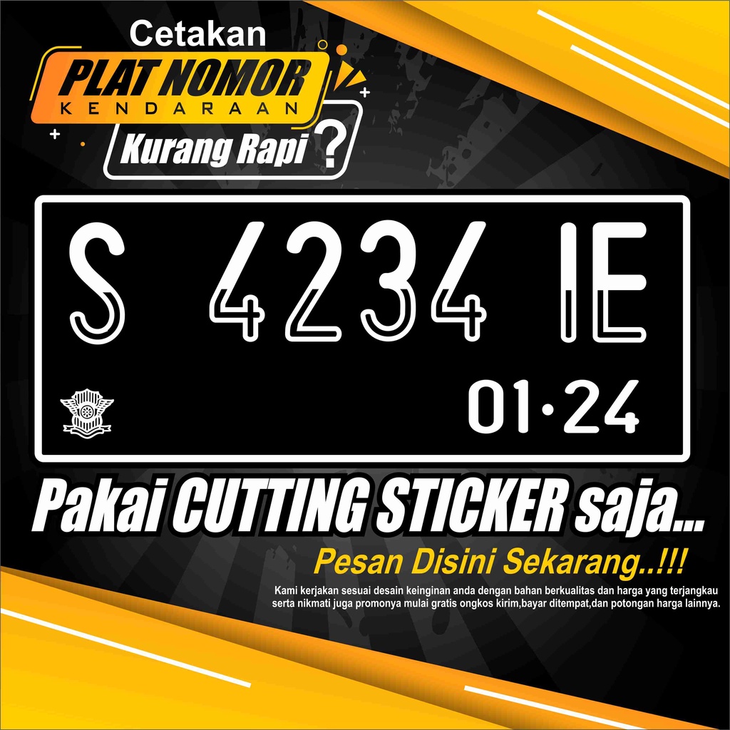 Jual bikin Cutting sticker custom murah, cetak stiker nomor plat motor ...