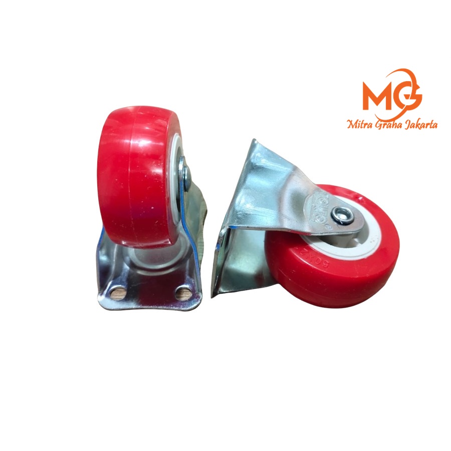 Jual Roda Nylon Merah Mati Trolly Troli 2" MM PU Caster Etalase Gerobak ...