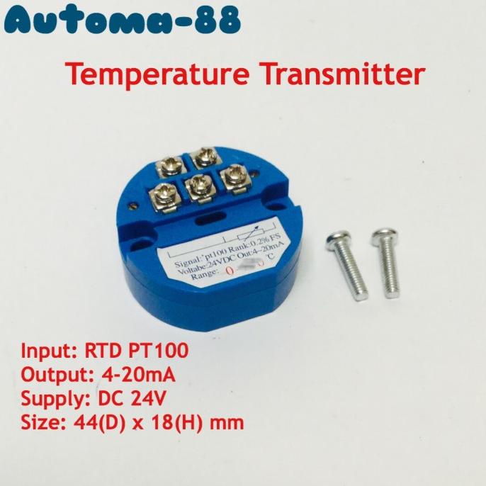 Jual Temperature Transmitter 4-20mA input RTD PT100 3 wire DC 24V ...