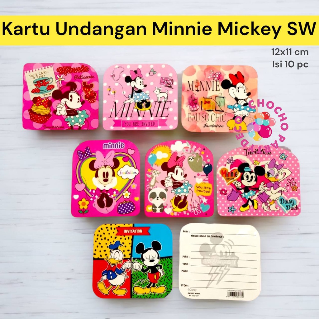 Jual Kartu Undangan Ulang Tahun MICKEY MINNIE MOUSE SW Isi 10 pc ...