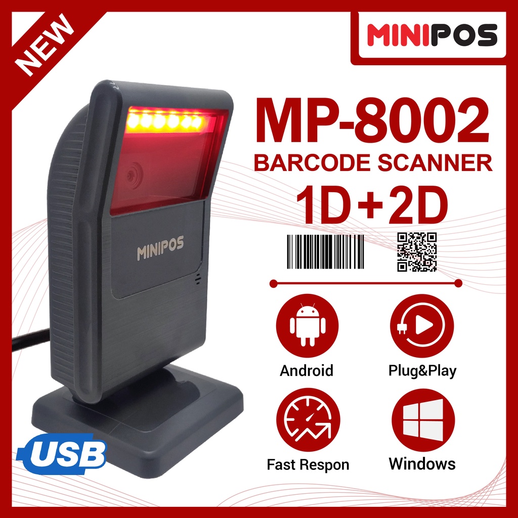 Jual Barcode Scanner 1D+2D MINIPOS MP-8002 Kabel USB Auto Scan ...