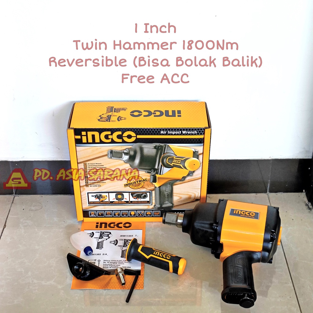 Jual Air Impact Wrench 1" Inch INGCO AIW11223 Socket Angin Pneumatic ...