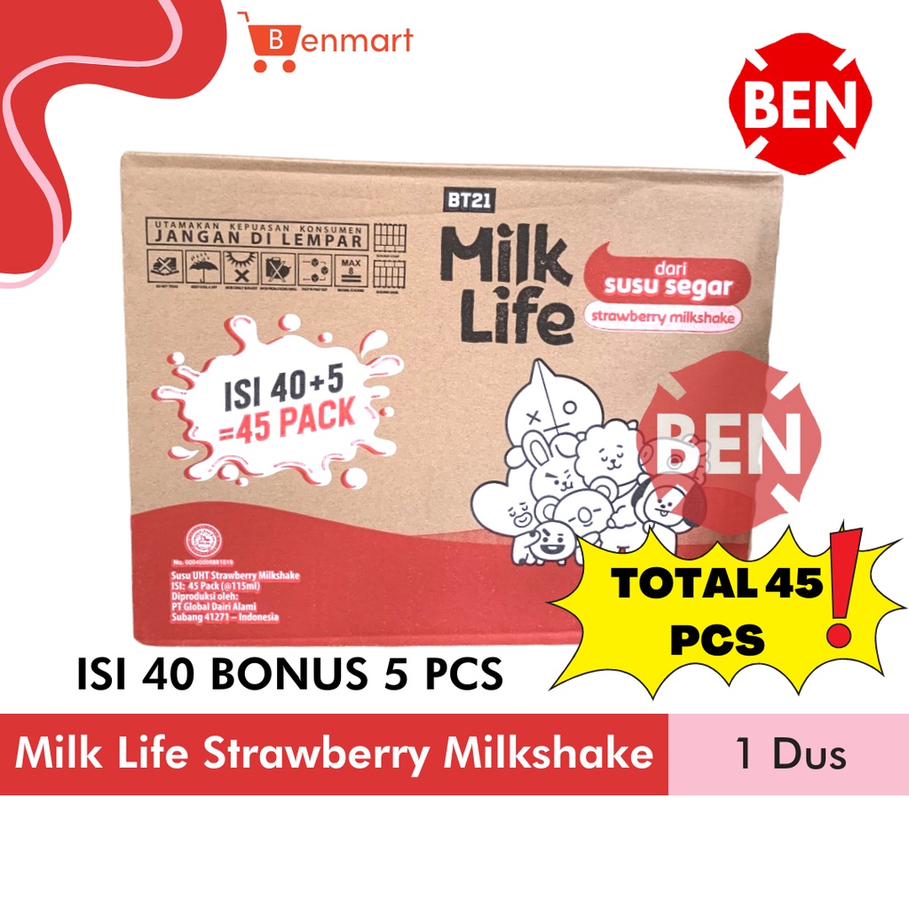 Jual Milk Life Susu UHT STRAWBERRY MILKSHAKE 1 Dus 115ml 115 ml ...