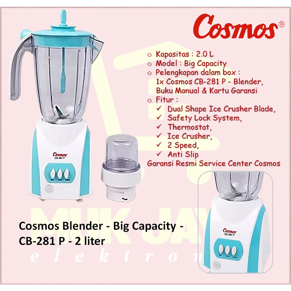 Jual Cosmos Blender - Big Capacity - CB-281 P - 2 liter | Shopee Indonesia