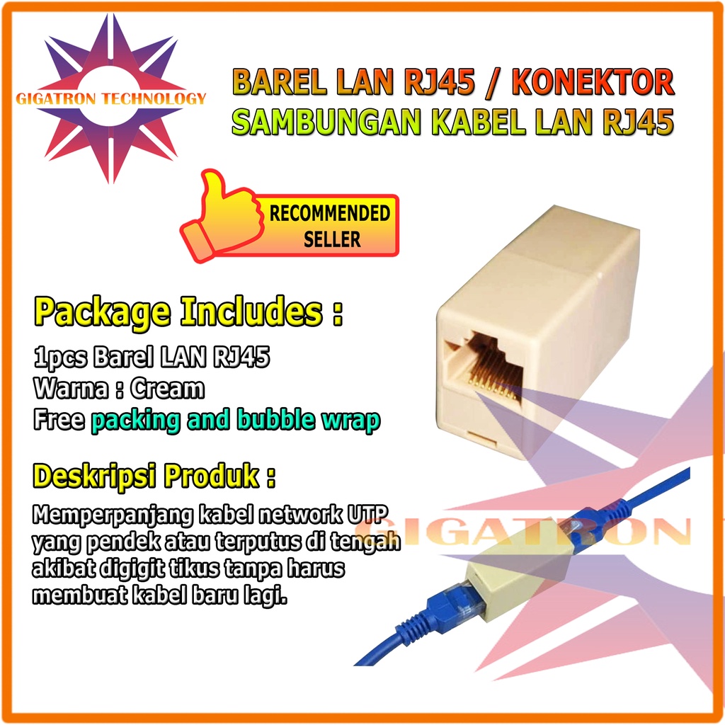 Jual Barrel / Barel Sambungan Kabel LAN RJ45 CAT5 5E 6 / Konektor ...