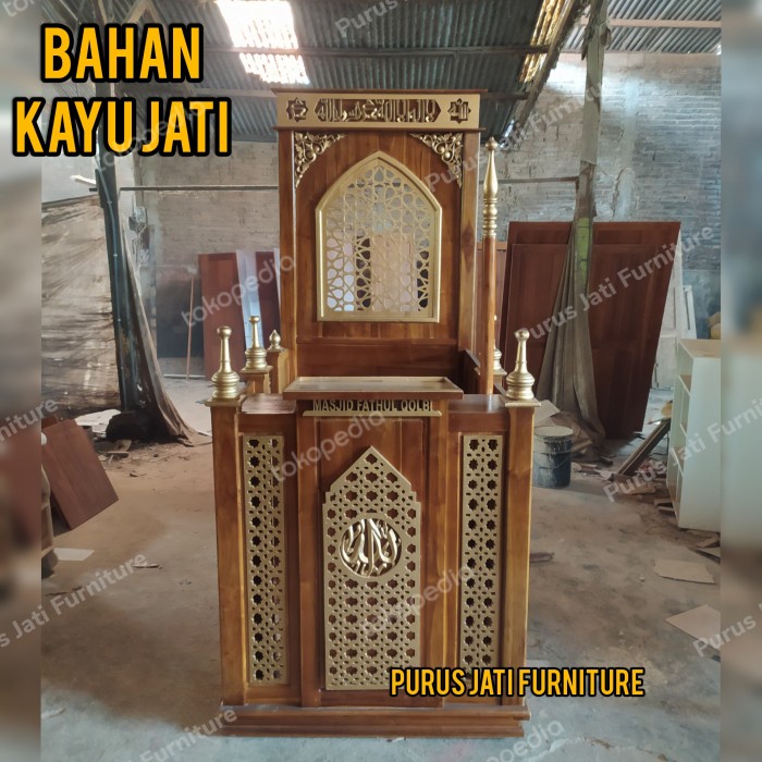 Jual PJ1 Mimbar Masjid Minimalis Modern Terbaru Harga Murah dari Kayu ...