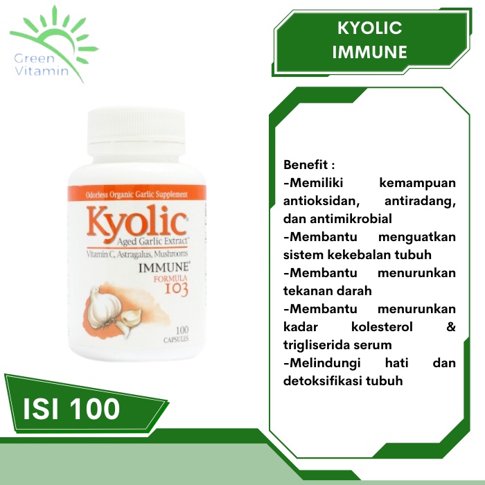 Jual Kyolic Formula 103 - 41 Garlic & Vitamin C Suplemen IMMUNE (100 ...