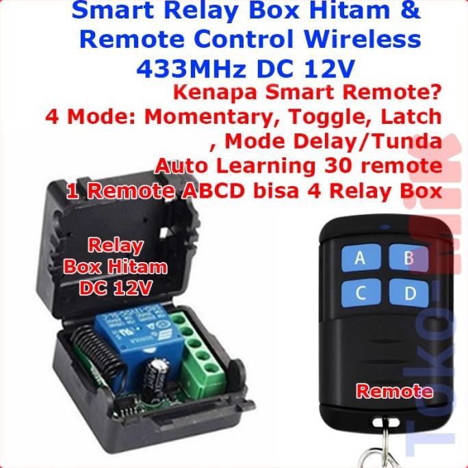 Jual Smart Saklar Switch Wireless Relay Box Hitam Remote Control DC 12V ...