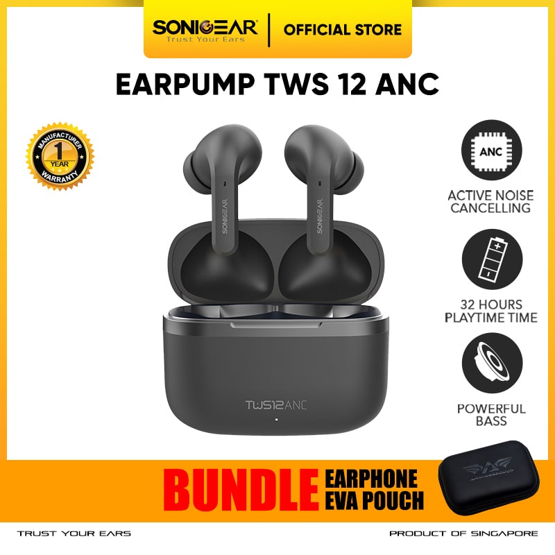 Jual SonicGear Earpump TWS 12 Active Noise Cancelling Bluetooth Earbuds ...