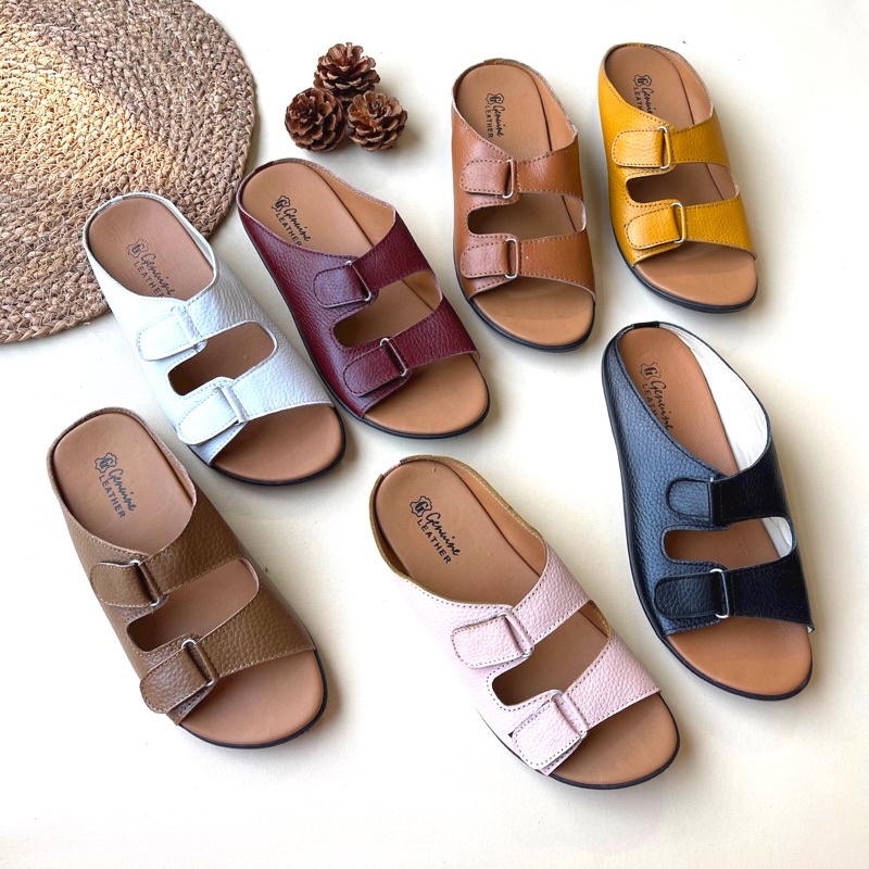 Jual Sandal Teplek Kulit Sapi LULA Series sandal wanita Viral | Shopee ...