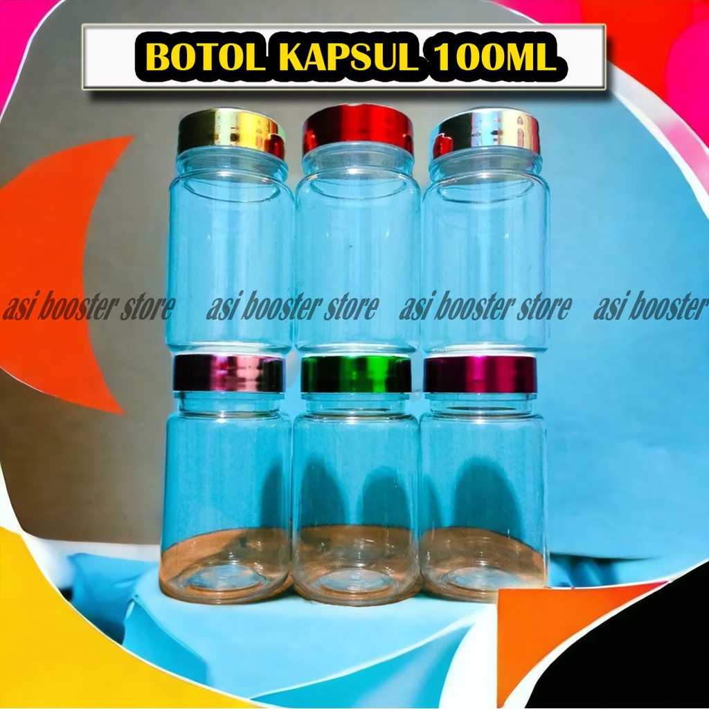 Jual Botol obat kapsul 100ml isi 30 bening tutup gold + Plug Inner ...