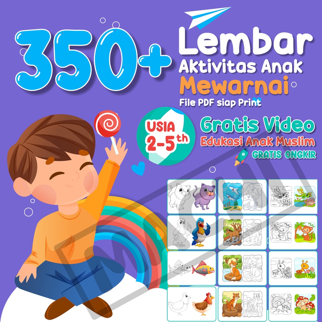 Jual Aktivitas Anak Mewarnai 350+ Lembar | Worksheet Lembar Kerja Anak ...