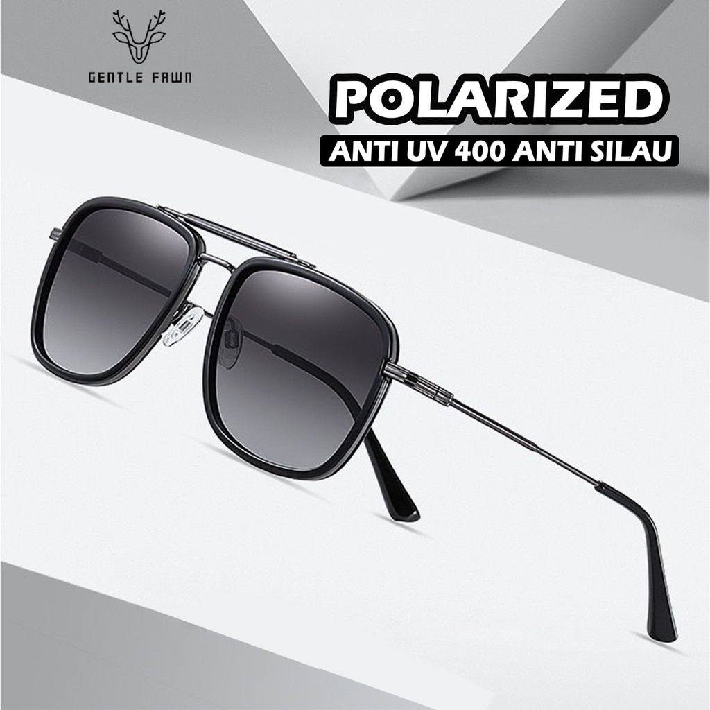 Jual Gentle Fawn Kacamata Hitam Sunglasses Polarized TR90+Metal Anti UV400 Kotak Model Simple ...