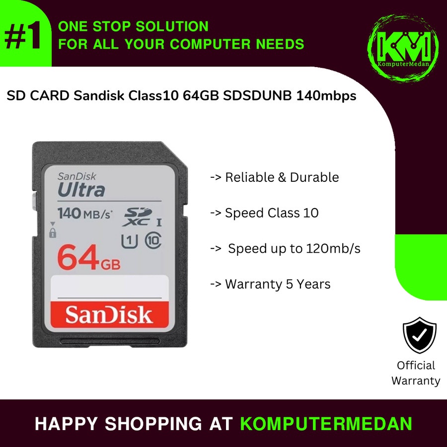 Jual SD CARD Sandisk Class10 64GB SDSDUNB 140mbps | Shopee Indonesia
