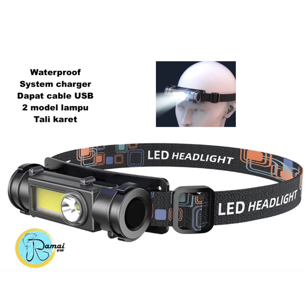 Jual SENTER KEPALA LED CAS MINI SUPER TERANG LAMPU CAMPING SENTER KEPALA DAPAT KABEL USB ANTI ...