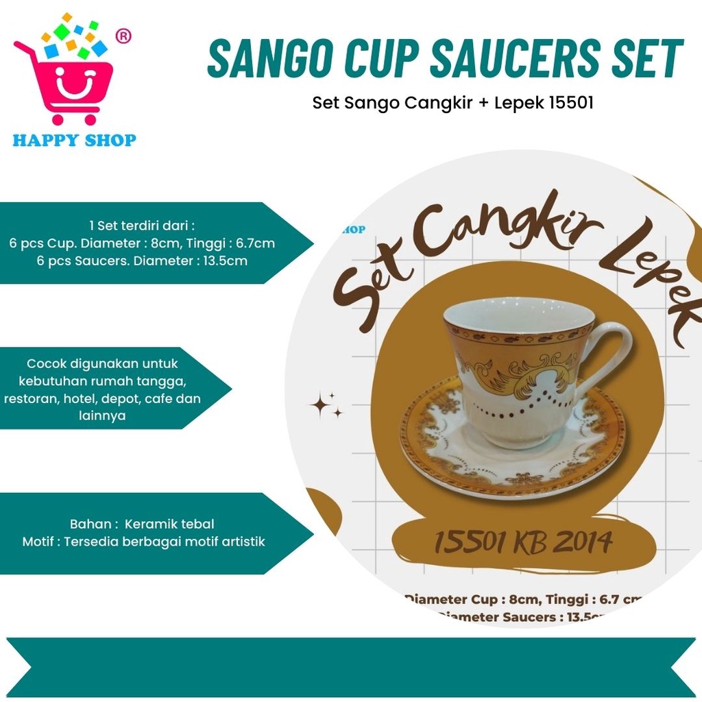 Jual Sango Set Cup + Saucers 15501 / Cangkir Lepek Sango | Shopee Indonesia
