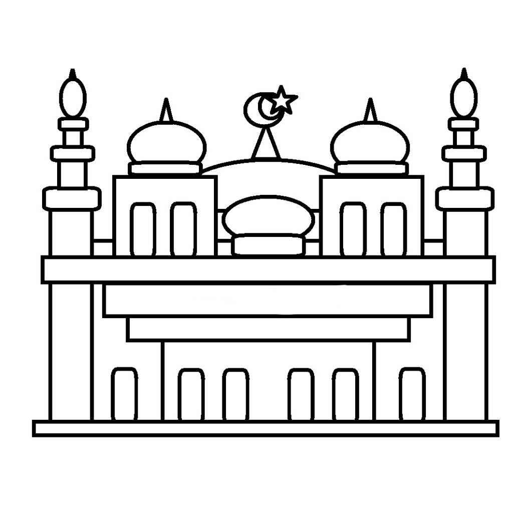 Jual 10 lembar Gambar sketsa mewarnai anak TK dan SD tema Masjid ...