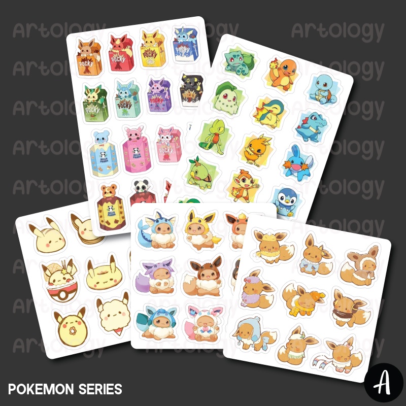 Jual Sticker Set Cute Chibi Eevee Pokemon Stiker Planner Jurnal Koper ...