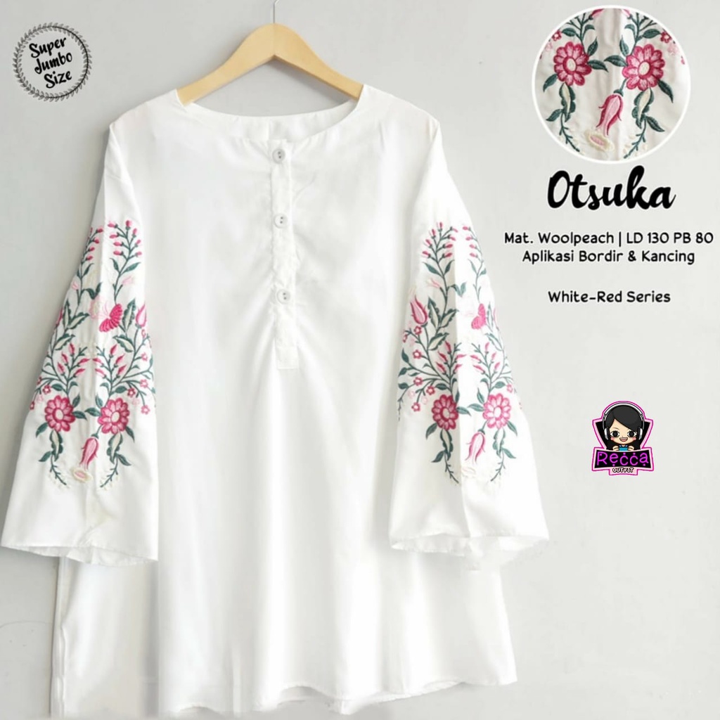 Jual Baju Atasan Blouse Wanita Putih Bordir Bunga Jumbo LD 120 Ameera ...