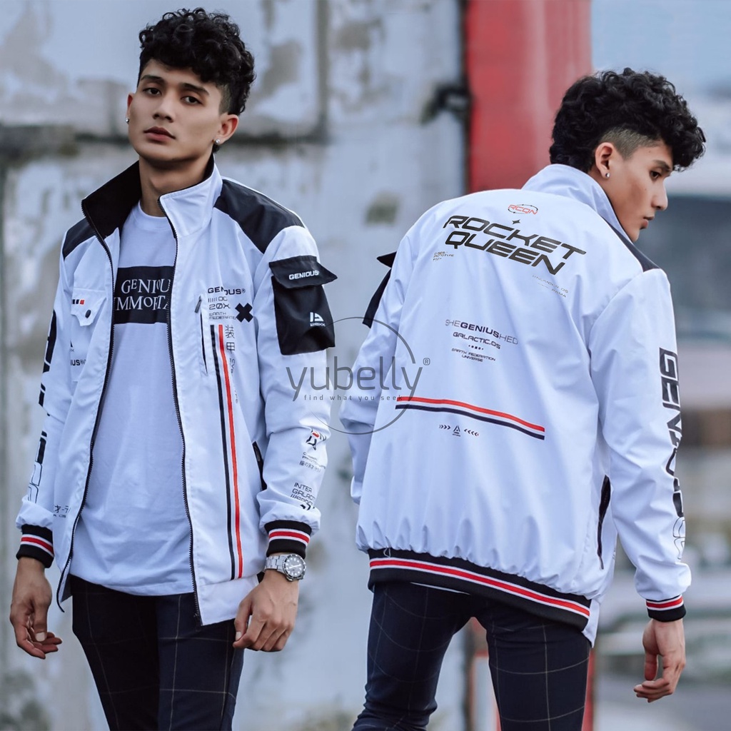 Jual Jaket Pria Bomber Racing High Neck Zipper Original Genious Jacket ...