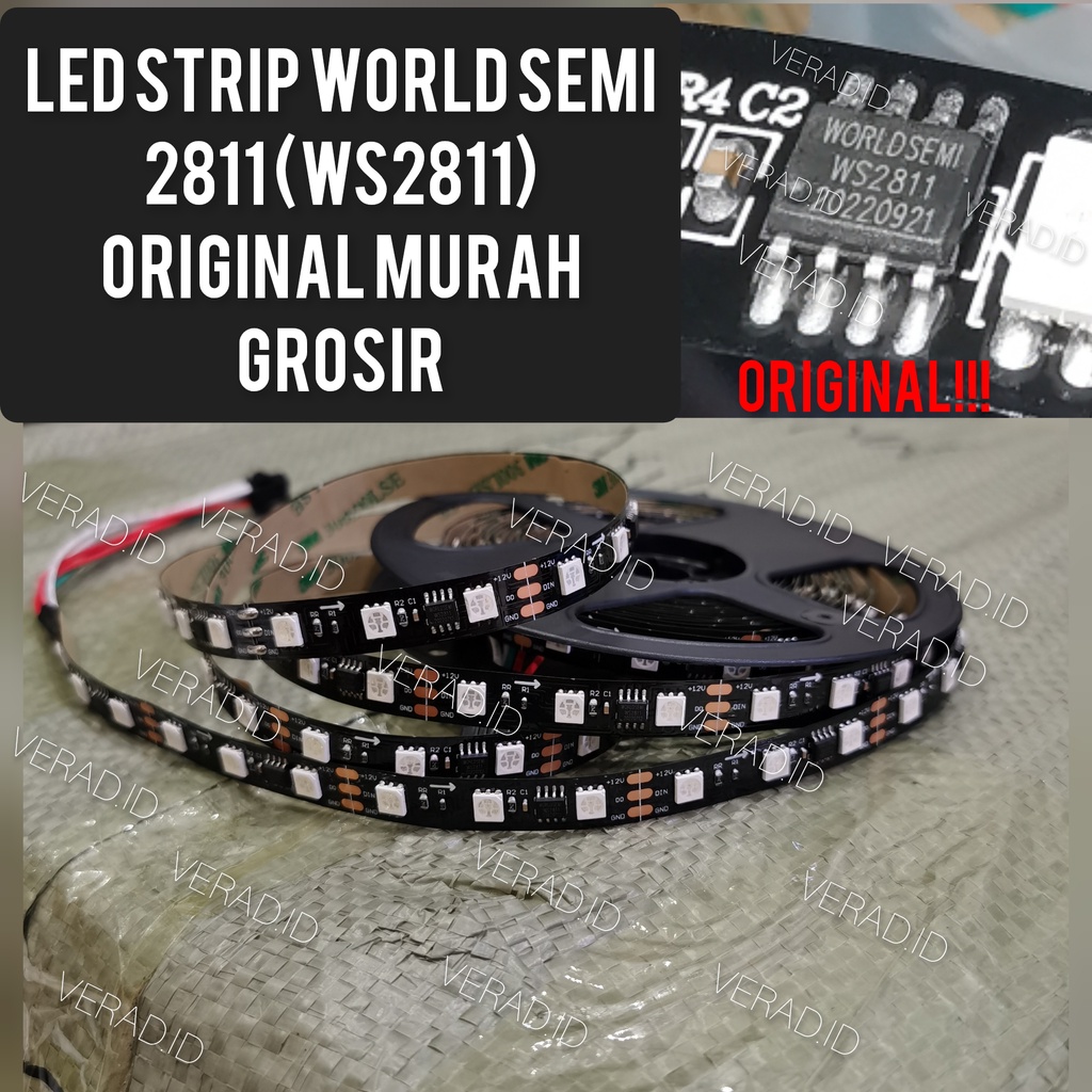 Jual LED STRIP WS 2811 2811 ORIGINAL PCB TEBAL 300 LED 60 LED/METER HITAM WORLD SEMI 2811 12 ...