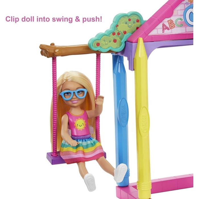 Jual Barbie Club Chelsea Doll And School Classroom Swing Playground ...