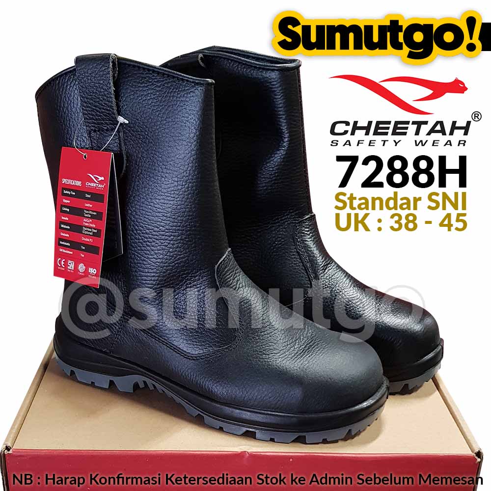 Jual Cheetah 7288H Safety Boots Hitam / Sepatu Boot Pria Tinggi 7288 H ...