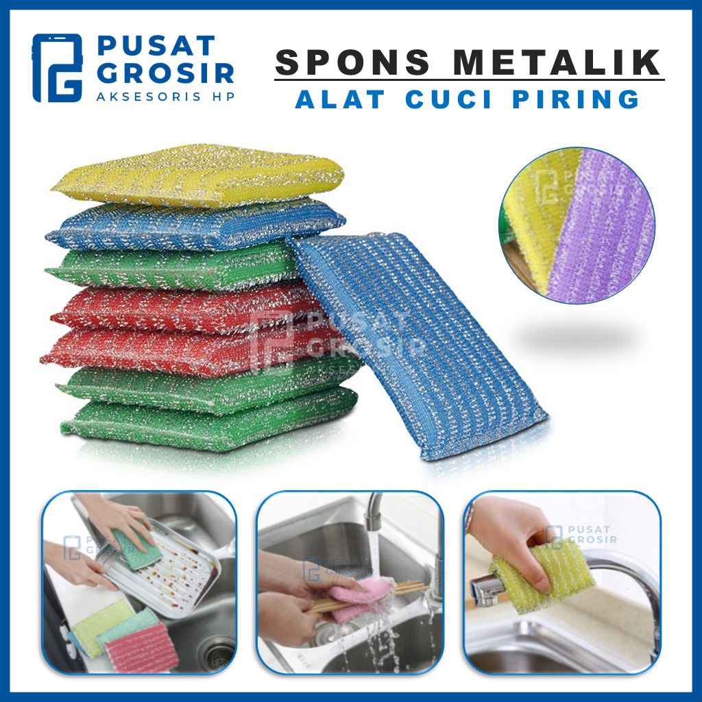 Jual Spons Busa metalik Cuci piring pembersih peralatan dapur wajan ...