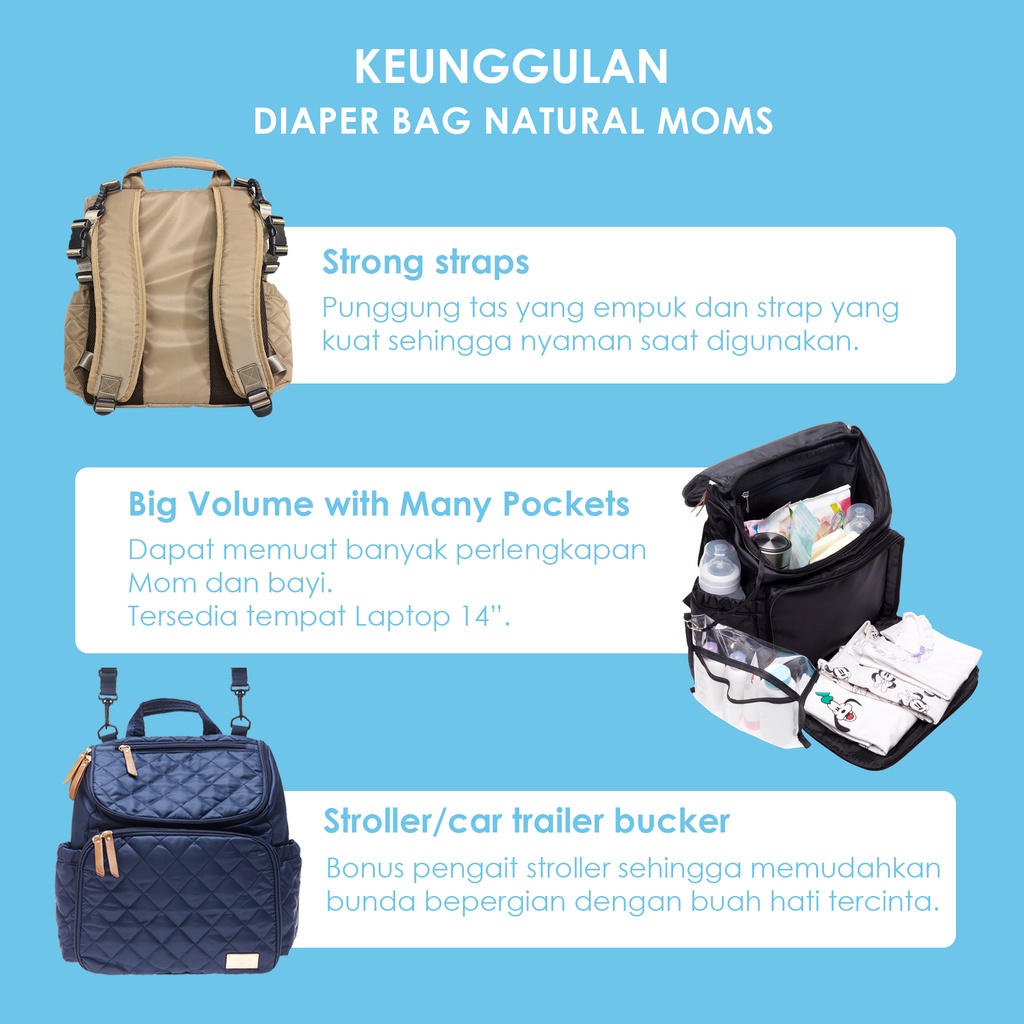 Jual Tas Bayi | Diaper Bag Natural Moms Multi-Function (Tas Popok ...