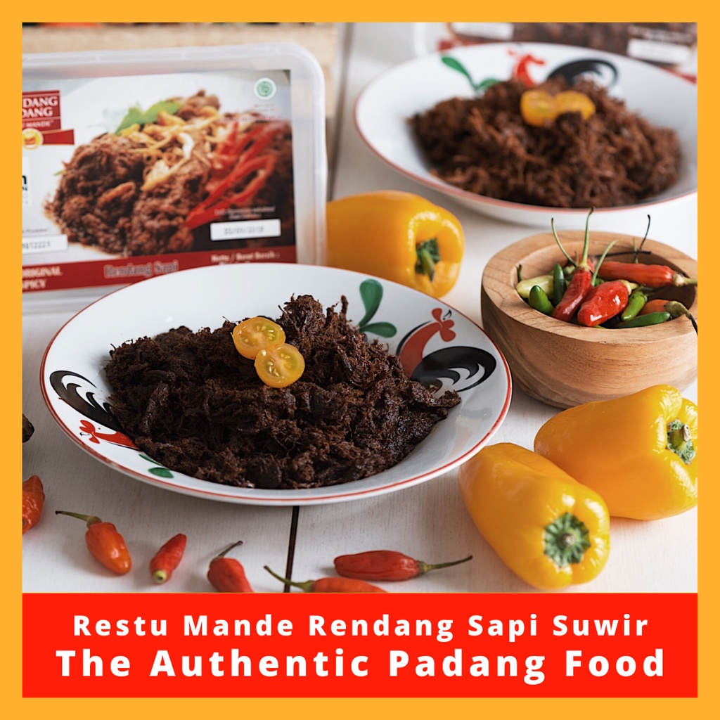 Jual Restu Mande Rendang Sapi Suwir Kemasan Vakum 200 gram | Shopee ...