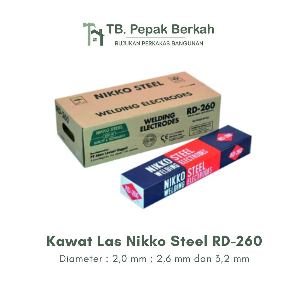 Jual Kawat Las Lastok Elektroda Las Nikko Steel RD-260 Dia 2,0 mm 2,6 mm 3,2 mm (per kg ...