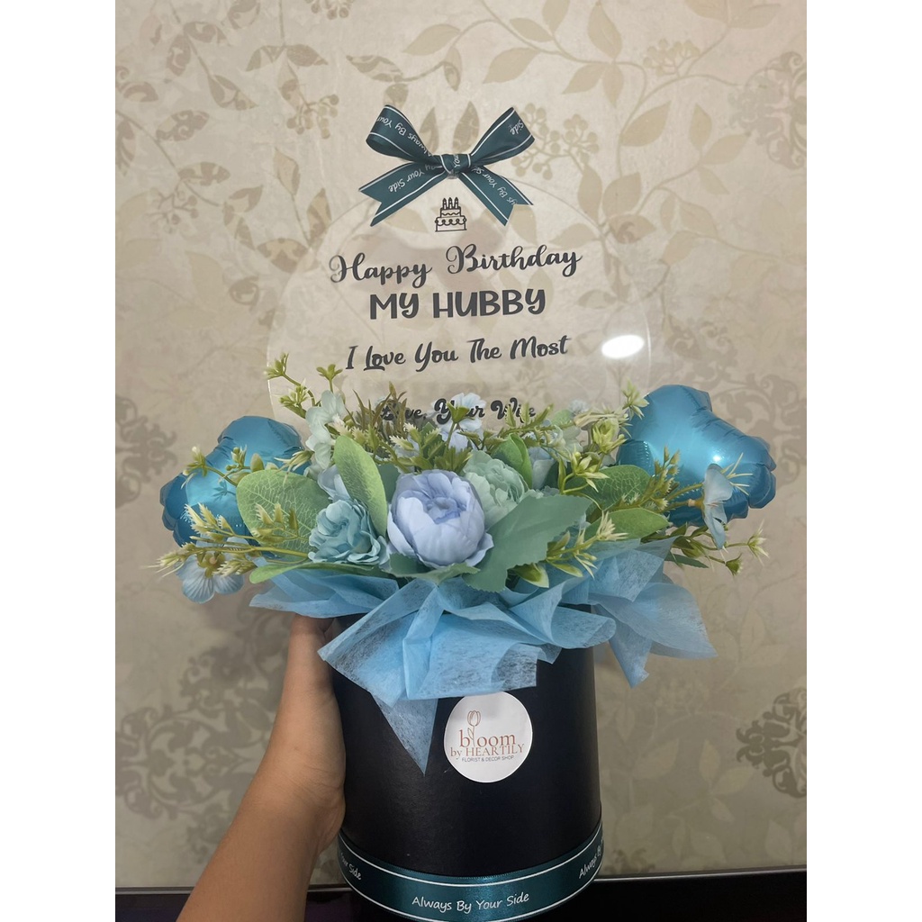 Jual Acrylic Bloom Box Hadiah Hari Jadi Ucapan Selamat Dekorasi Bunga ...