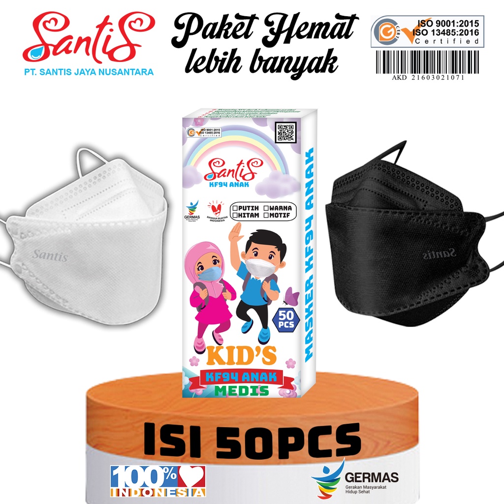 Jual Masker KF94 Anak Medis by SANTIS (isi 50pc) | Shopee Indonesia