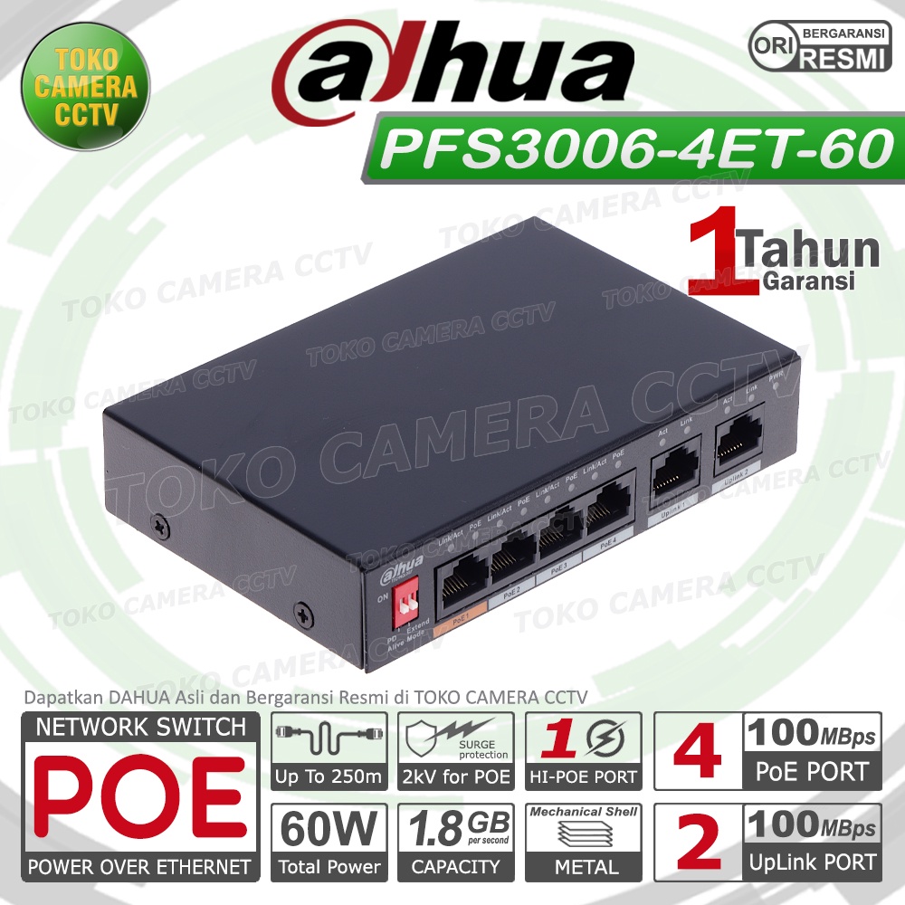 Jual SWITCH POE 4 PORT DAHUA DH-PFS3006-4ET-60 | Shopee Indonesia