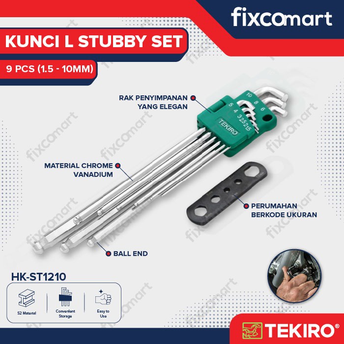 Jual Tekiro Hex Key Sets / Kunci L Set Pendek / Panjang / Torx Bintang ...