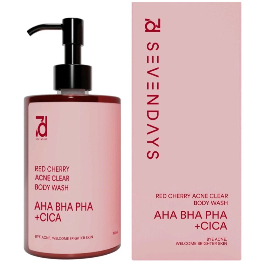 Jual SEVEN DAYS BODY WASH RED CHERRY ACNE CLEAR AHA BHA SABUN MANDI ...