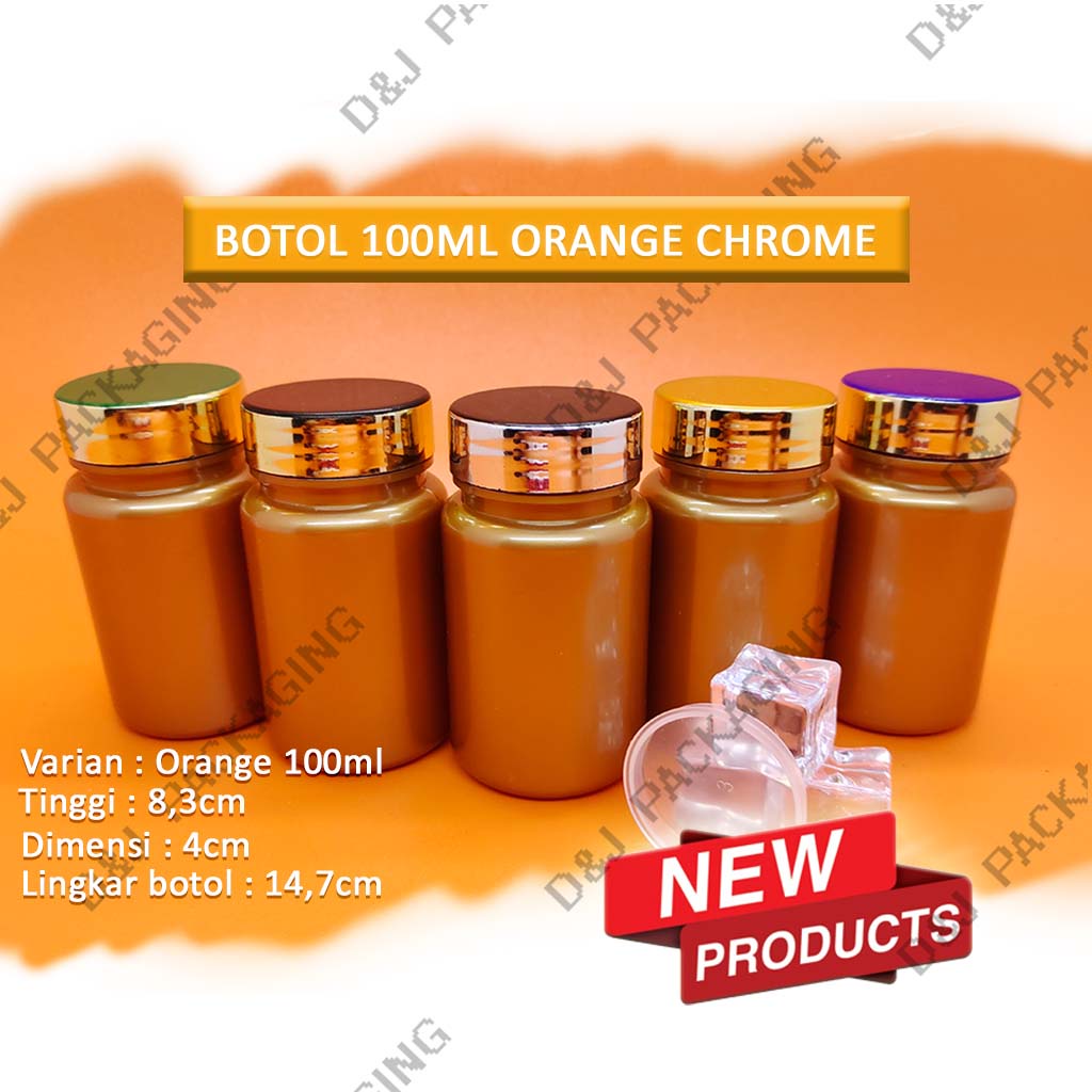 Jual Botol Kapsul isi 30 Orange chrome list Gold 100 ml | Shopee Indonesia