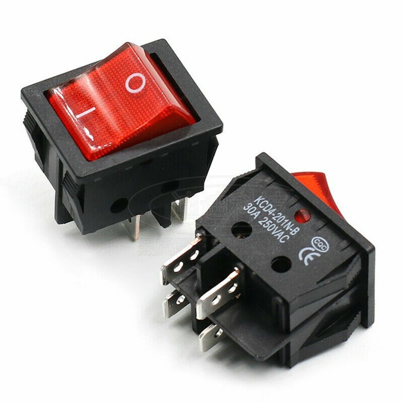 Jual KCD4 KCD-4 Saklar Power On Off Rocker Switch Besar 4 Pin Kaki Merah Lampu 16A 30A 250VAC ...