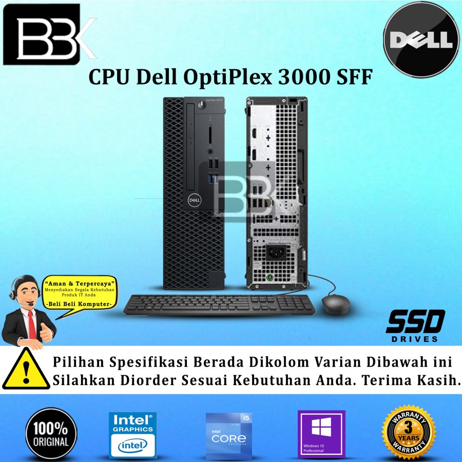 Jual CPU DELL OPTIPLEX 3000 SFF i7-12700 8GB 16GB 512GB 1TB DVD W10PRO ...