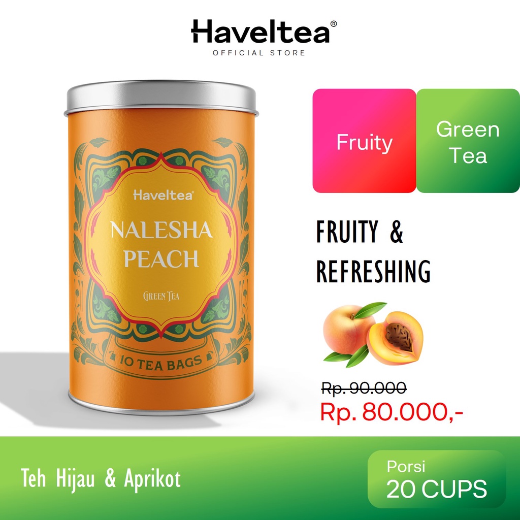 Jual NALESHA PEACH | Big Tin | Haveltea | Green Tea Peach | Fruit Tea ...