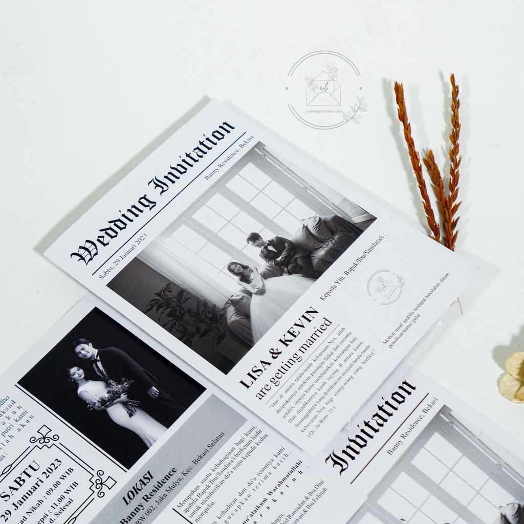 Jual Undangan Koran Retro unik Undangan Softcover Lipat 2 Customized ...