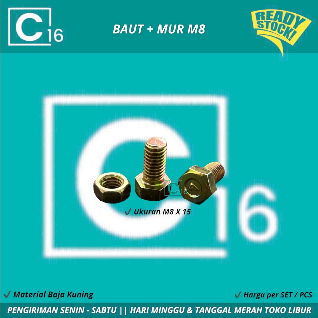 Jual Baut dan Mur M8x15 Kuningan Termurah Baut dan Mur Harga Grosir m8 ...