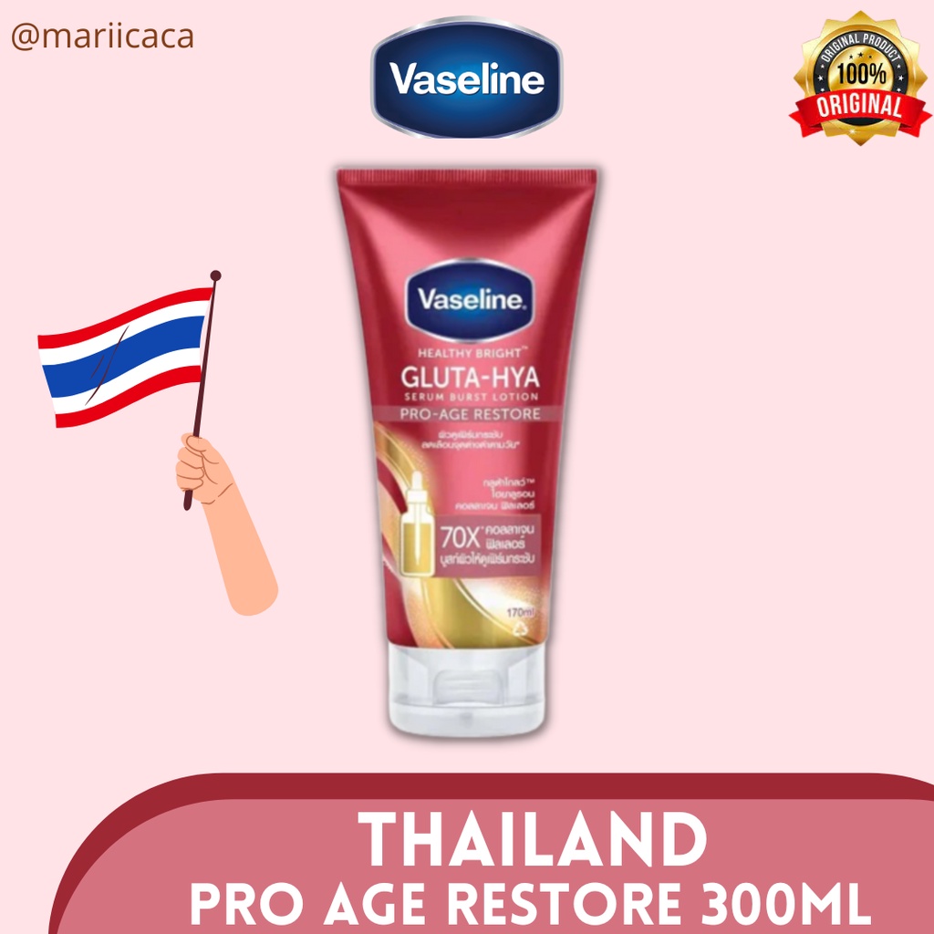 Jual Vaseline Gluta Hya Serum Burst Lotion - Pro Age Restore Red Merah ...
