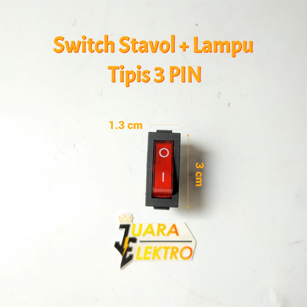 Jual Switch On / Off Stavol + Lampu Tipis 3 PIN | Switch Power Sedang ...