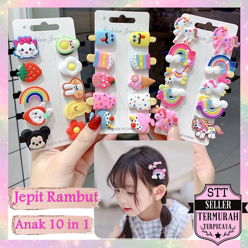 Jual STT Jepit Rambut Anak Perempuan Lucu 10 in 1 Jepitan Rambut ...