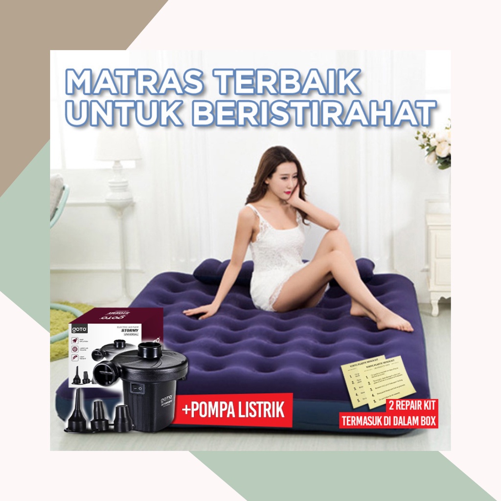 Jual Goto Sleefy Matras Tidur Kasur Angin Double Air Bed Pompa Tiup ...