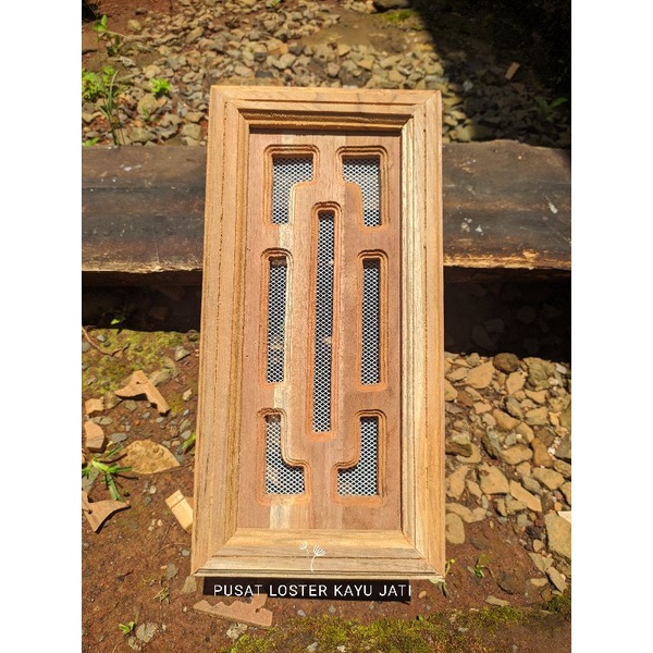 Jual loster kayu jati mix motif + jaring kawat nyamuk ukuran 33x16 cm ...