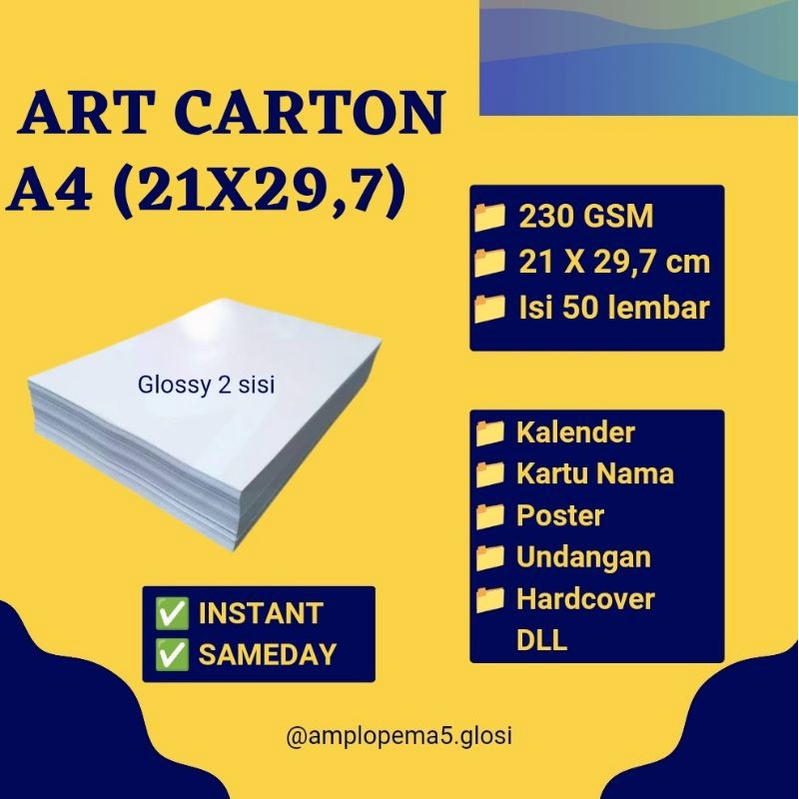 Jual Art carton 230 gsm A4 21x29,7cm,Art carton A4 230 gsm 21x29,7cm ...