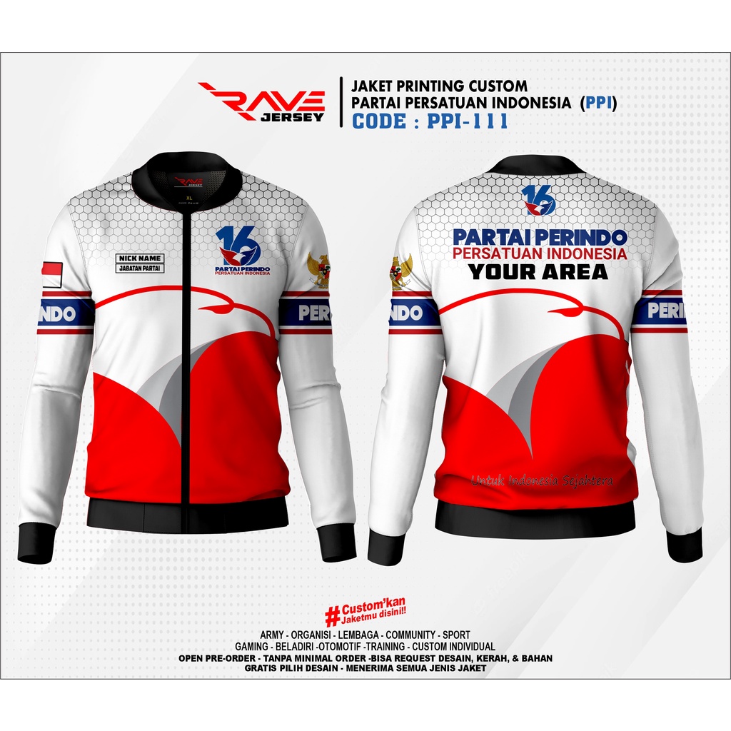 Jual JAKET PARTAI PERINDO SESI 2 FULL PRINTING SUBLIM CUSTOM (DESAIN ...